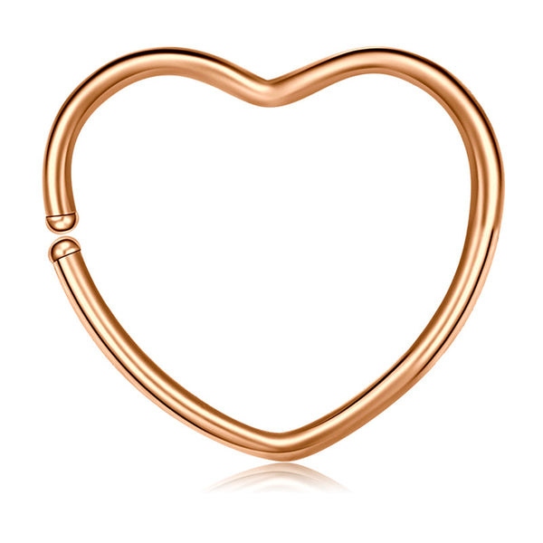 Nose Rings Hoop 20G 10MM Heart Shape Nose Hoop Ring Stainless Steel Ho